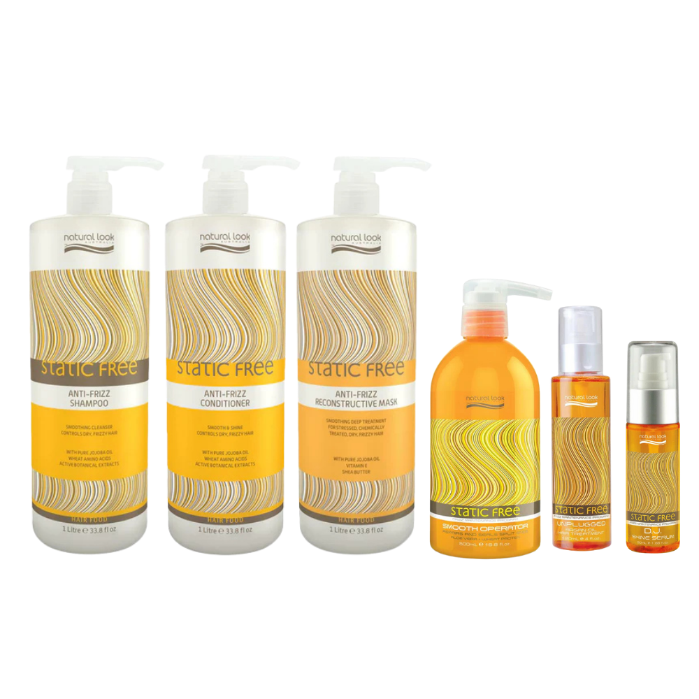 Natural Look Static Free Anti-Frizz Shampoo&Conditioner&Reconstructive ...