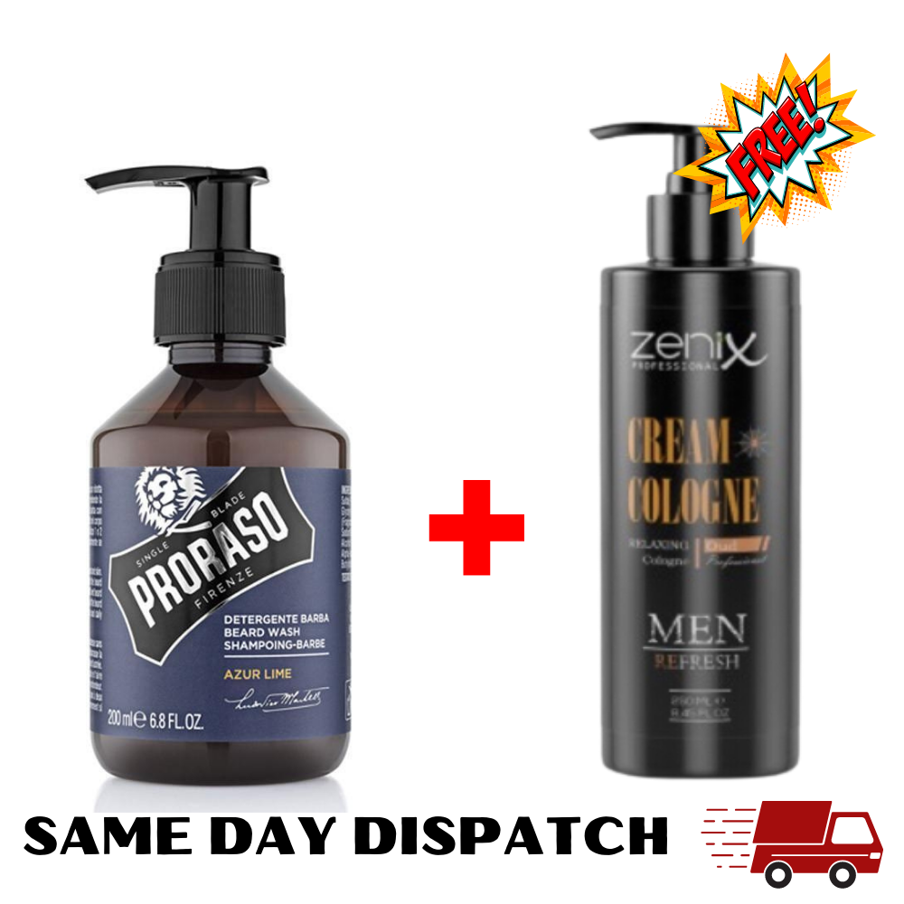 Proraso Azur Lime Beard Shampoo 200ml + Free Zenix Cream Cologne ...